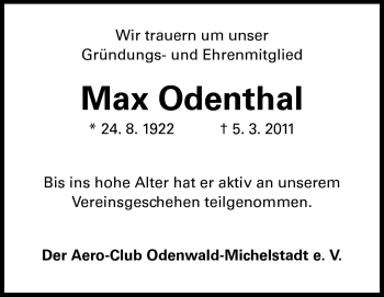 Traueranzeigen von Max Odenthal | www.vrm-trauer.de