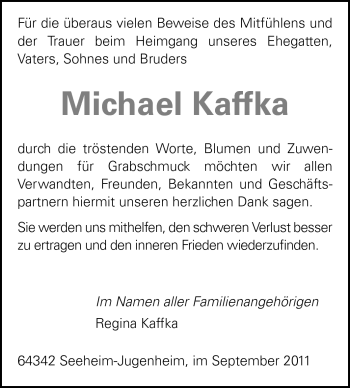 Traueranzeigen von Michael Kaffka | www.vrm-trauer.de