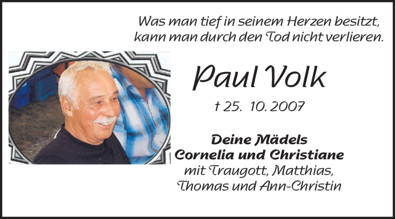 Traueranzeigen von Paul Volk | www.vrm-trauer.de
