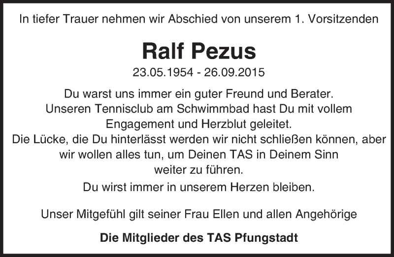 Traueranzeigen von Ralf Pezus | www.vrm-trauer.de