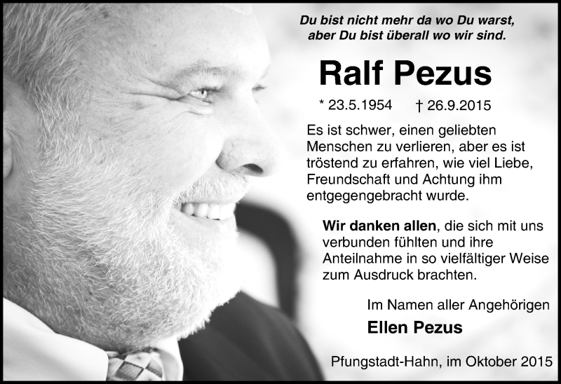 Traueranzeigen von Ralf Pezus | www.vrm-trauer.de
