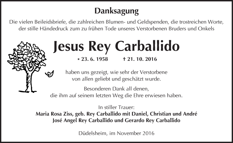 Traueranzeigen von Jesus Rey Carballido | www.vrm-trauer.de