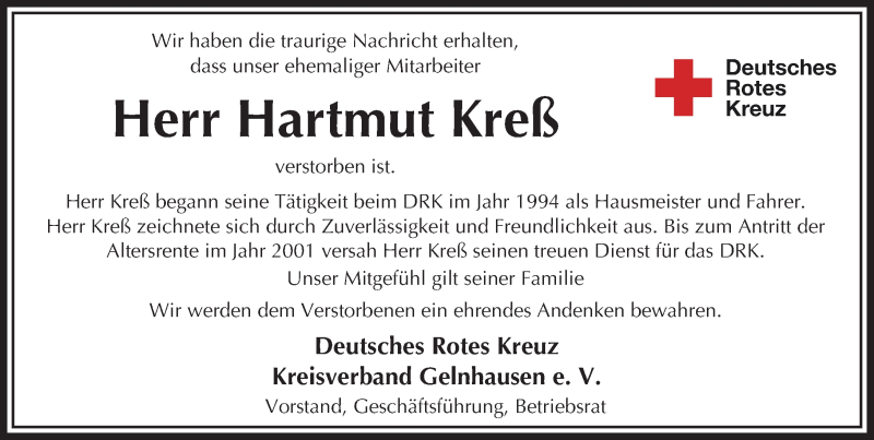 Traueranzeigen von Hartmut Kreß | www.vrm-trauer.de