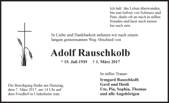 Traueranzeigen von Adolf Rauschkolb | www.vrm-trauer.de