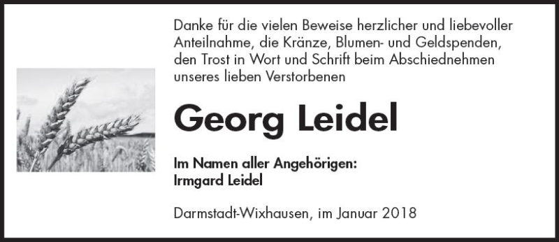 Traueranzeigen von Georg Leidel | www.vrm-trauer.de