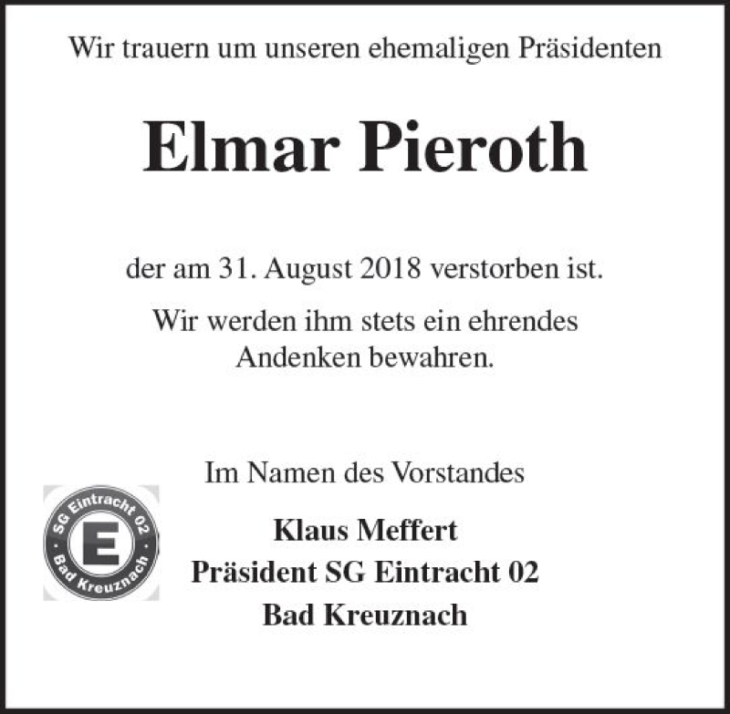 Traueranzeigen von Elmar Pieroth | www.vrm-trauer.de