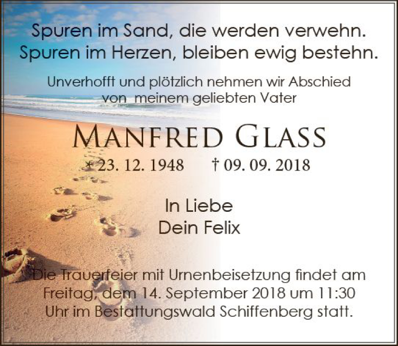 Traueranzeigen von Manfred Glass | www.vrm-trauer.de