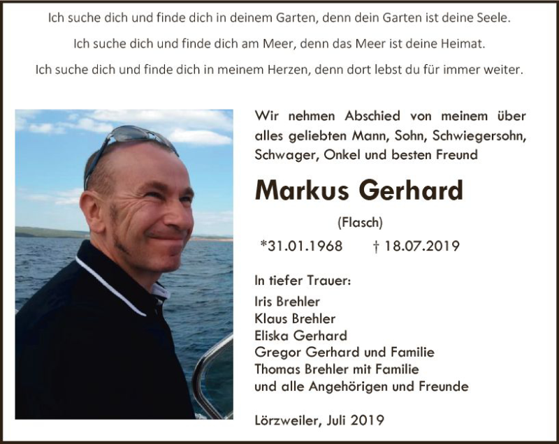 Traueranzeigen von Markus Gerhard | www.vrm-trauer.de