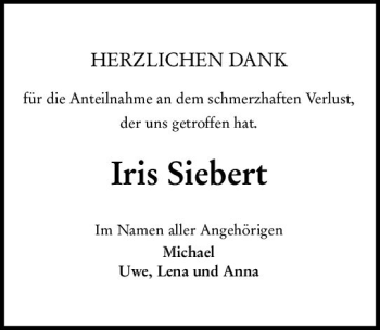 Traueranzeigen von Iris Siebert | www.vrm-trauer.de