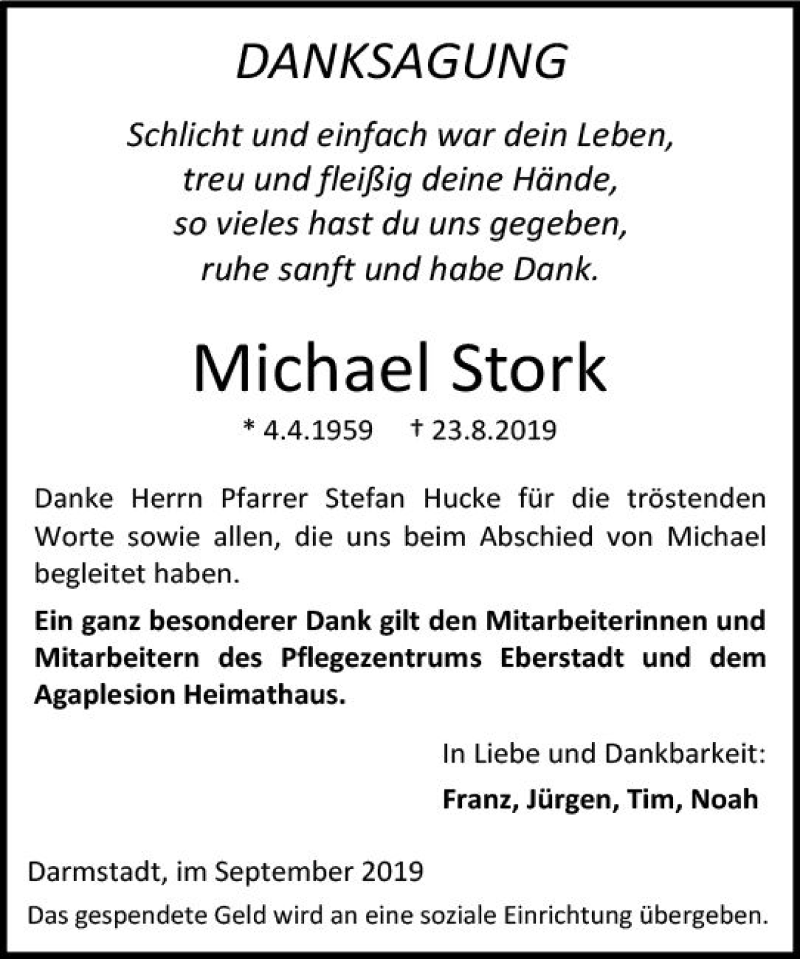 Traueranzeigen von Michael Stork | www.vrm-trauer.de