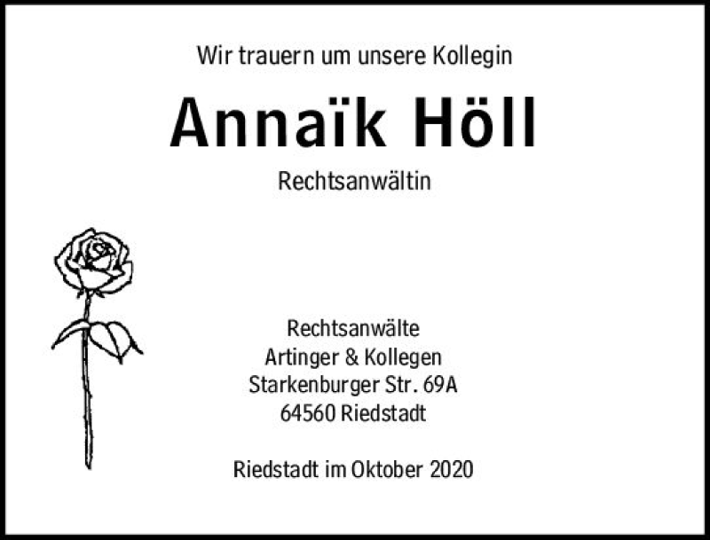 Traueranzeigen von Annaik Höll | www.vrm-trauer.de