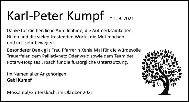 Traueranzeigen von Karl-Peter Kumpf | www.vrm-trauer.de