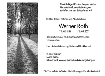 Traueranzeigen von Werner Roth | www.vrm-trauer.de