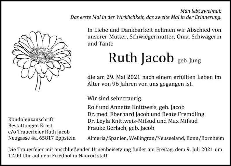 Traueranzeigen von Ruth Jacob | www.vrm-trauer.de