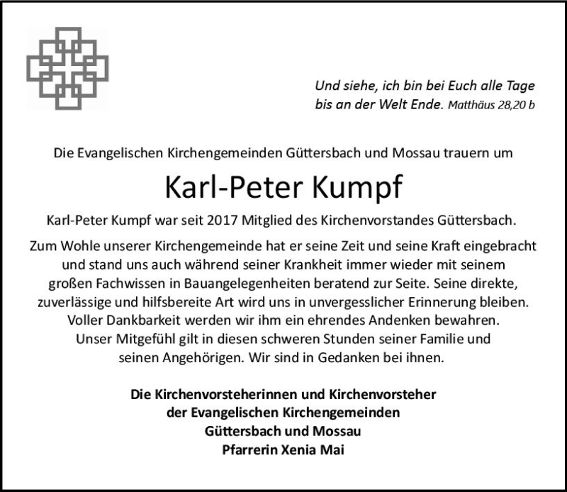 Traueranzeigen von Karl-Peter Kumpf | www.vrm-trauer.de