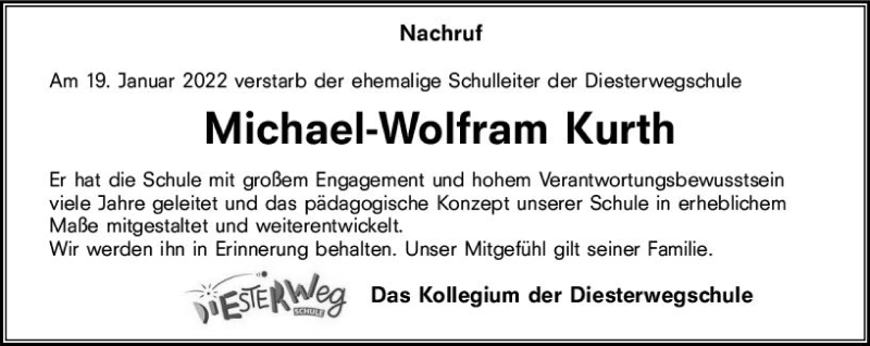 Traueranzeigen von Michael-Wolfram Kurth | www.vrm-trauer.de