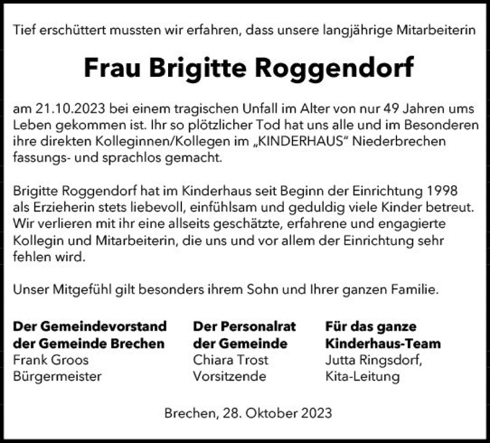 Traueranzeigen von Brigitte Roggendorf | www.vrm-trauer.de