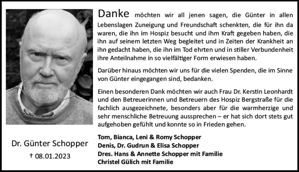 Traueranzeigen von Günter Schopper | www.vrm-trauer.de