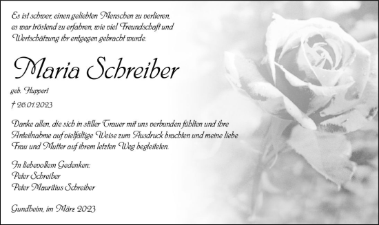 Traueranzeigen von Maria Schreiber | www.vrm-trauer.de
