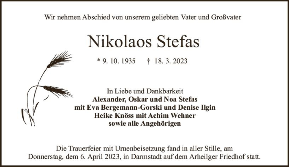Traueranzeigen von Nikolaos Stefas | www.vrm-trauer.de