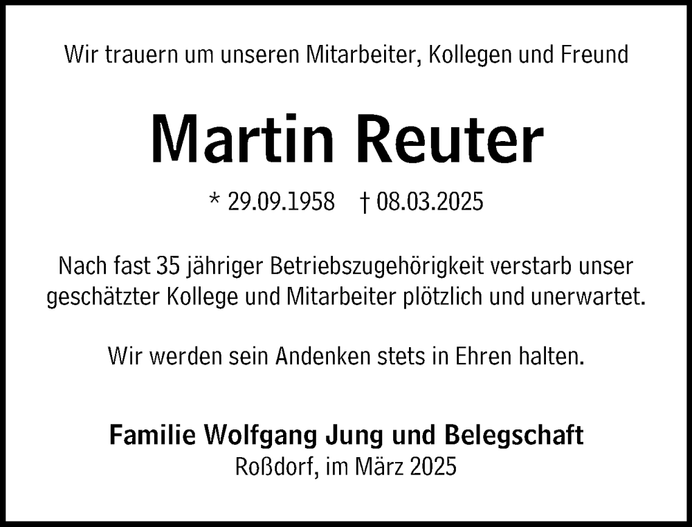 Traueranzeigen von Martin Reuter | www.vrm-trauer.de